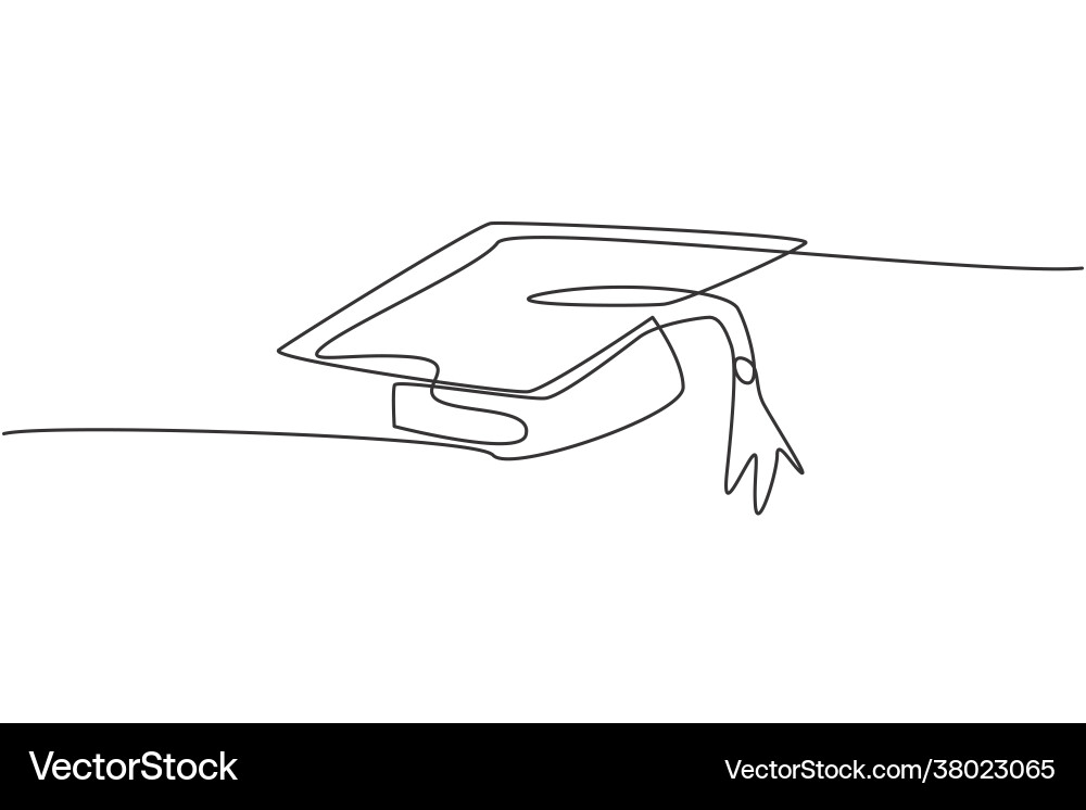 Single continuous line drawing gown graduation Vector Image