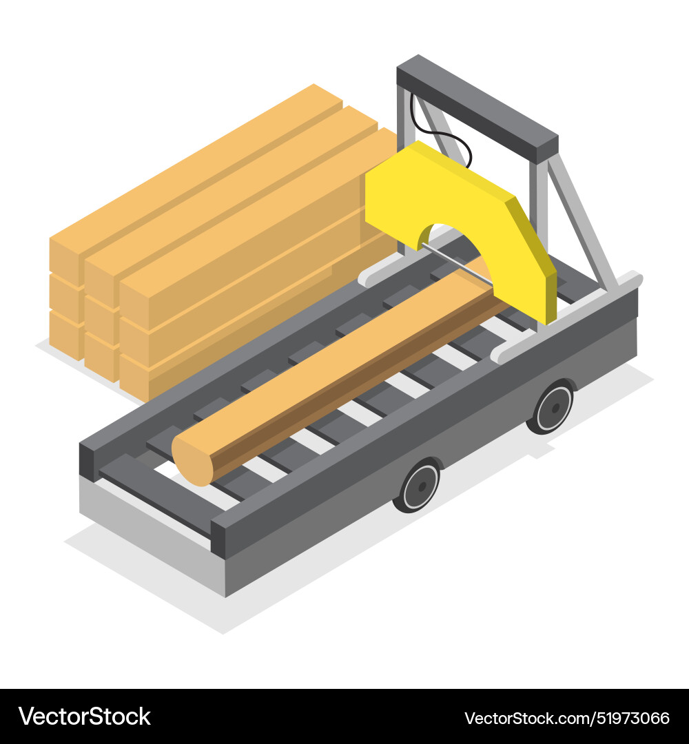 3d isometric flat of sawmill Royalty Free Vector Image