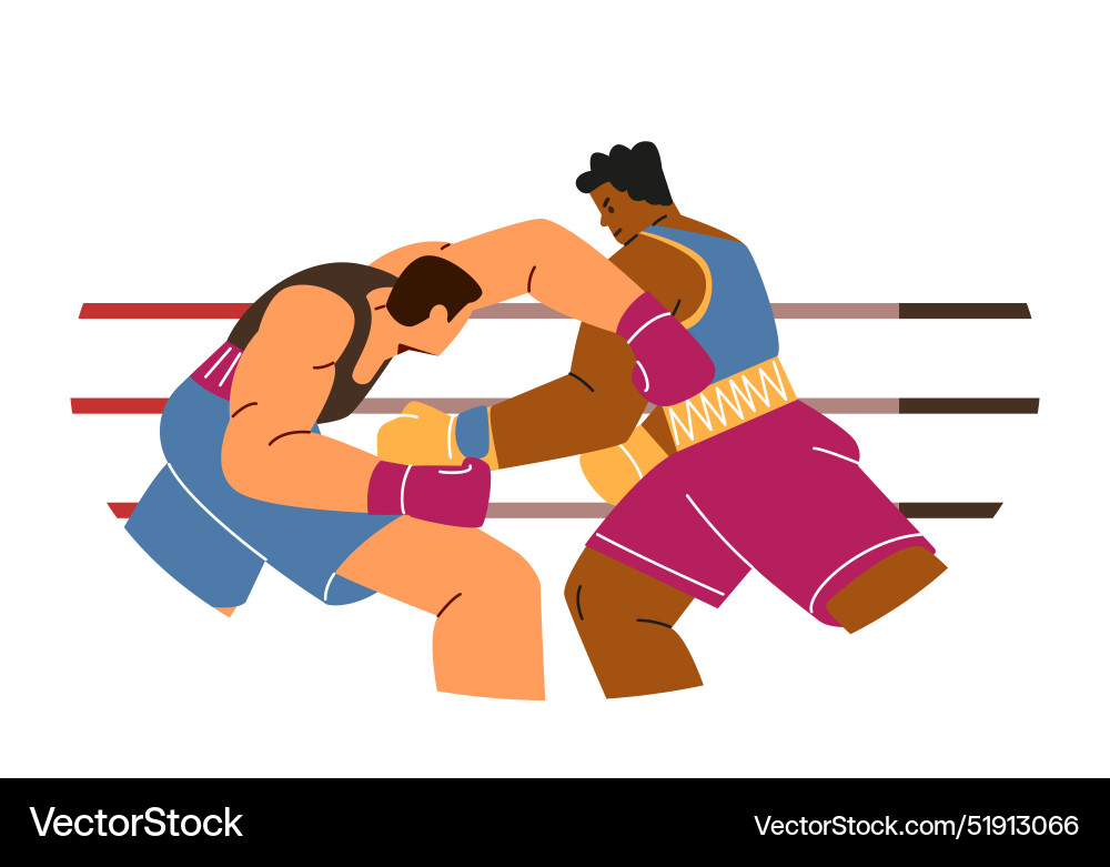 A boxing match flat cartoon style Royalty Free Vector Image
