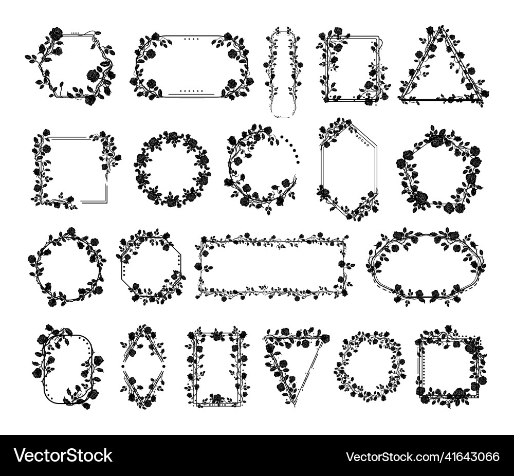 Black frames of roses Royalty Free Vector Image