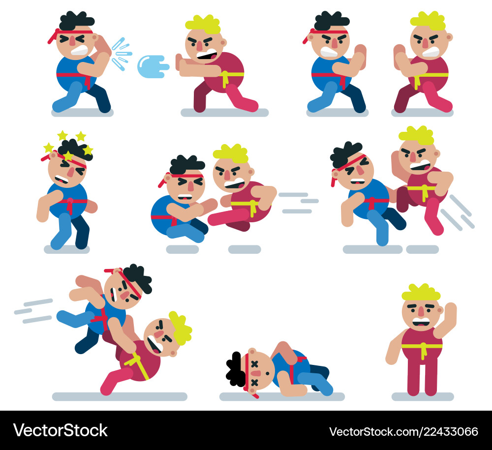 Characters fight game flat icon man cartoon Vector Image