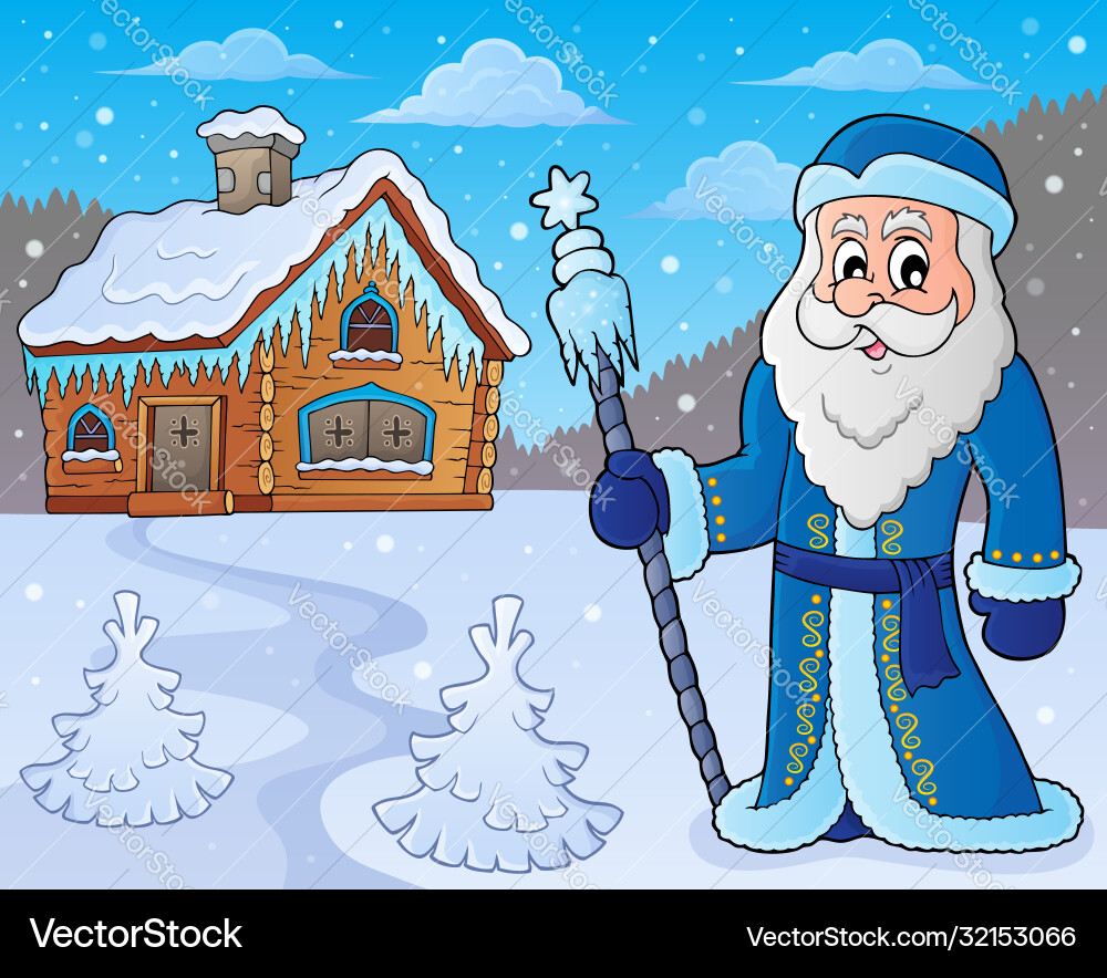 Father Frost Winter Scene – Royalty-Free Vector | VectorStock