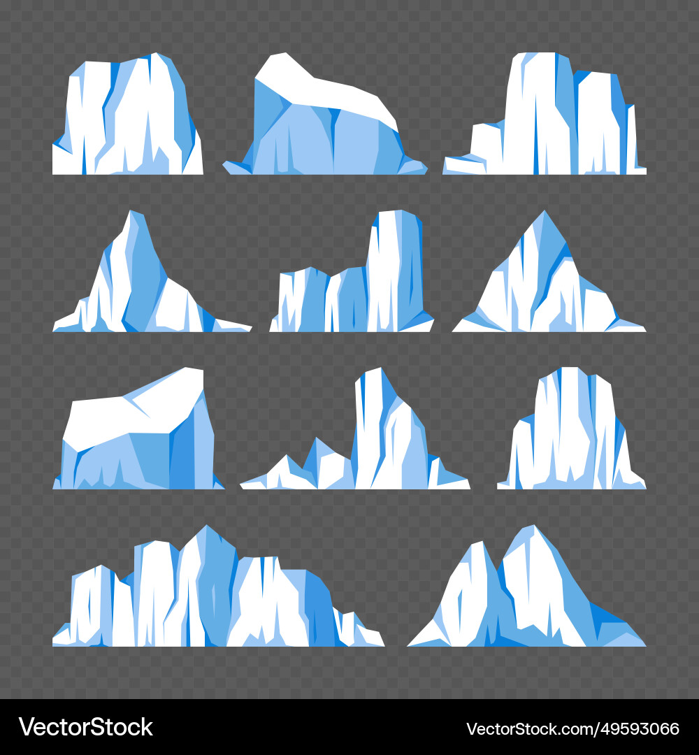 Floating icebergs collection drifting arctic Vector Image