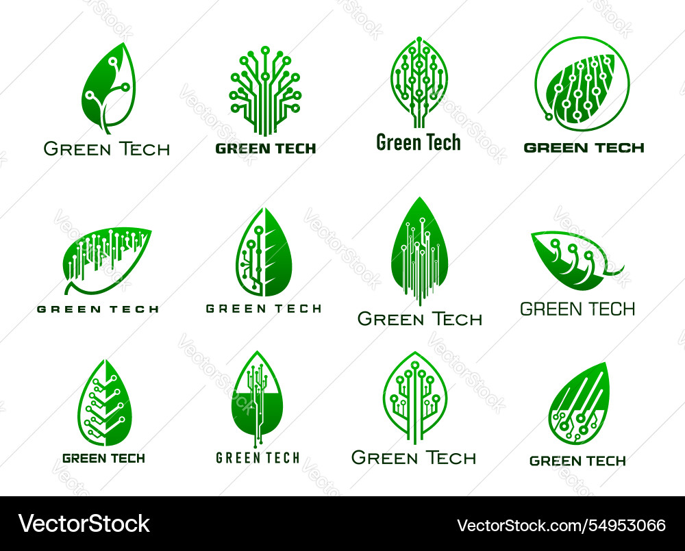 Green tech icons eco energy technology Lizenzfreier Vektor