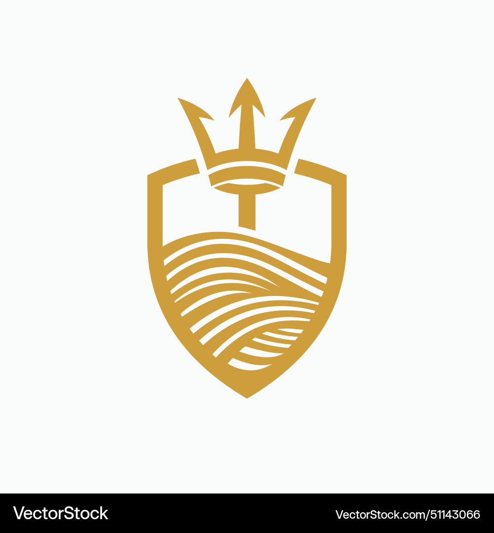 Neptune logo shield design Royalty Free Vector Image