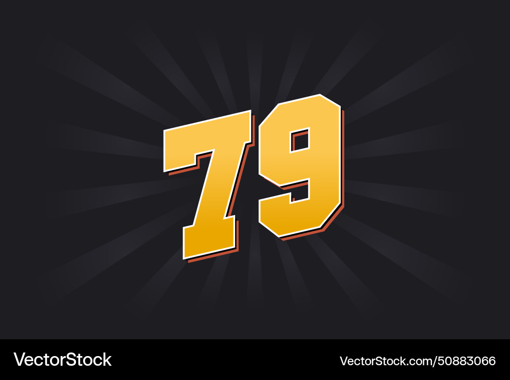 Number 79 font alphabet yellow Royalty Free Vector Image