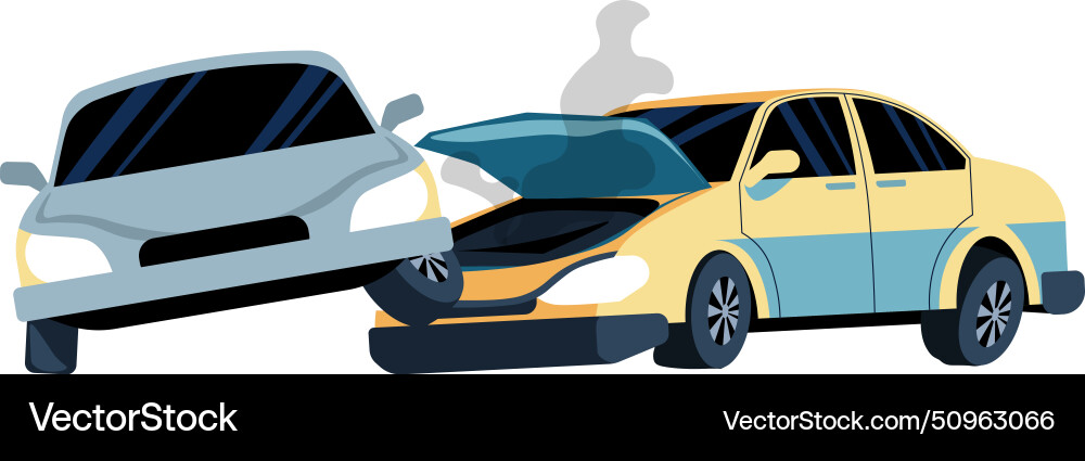 Rear-end car crash scene Royalty Free Vector Image