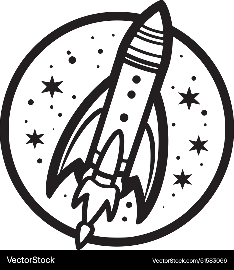 Rocket - black and white isolated icon Royalty Free Vector