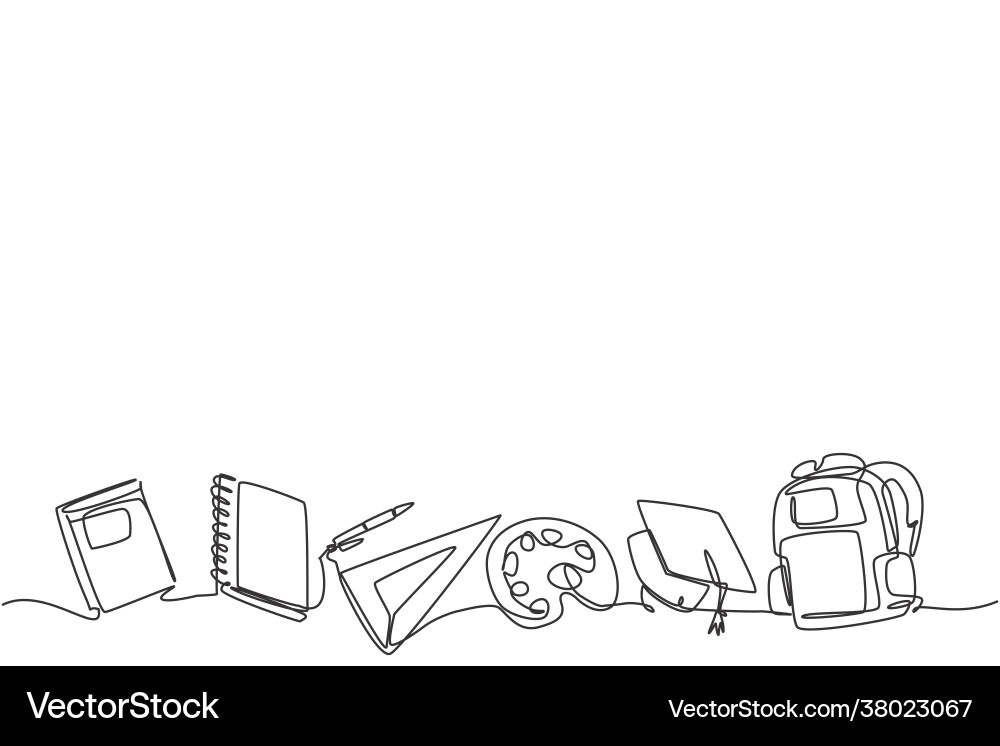 Continuous Line Book & Ruler Royalty Free Vector Image