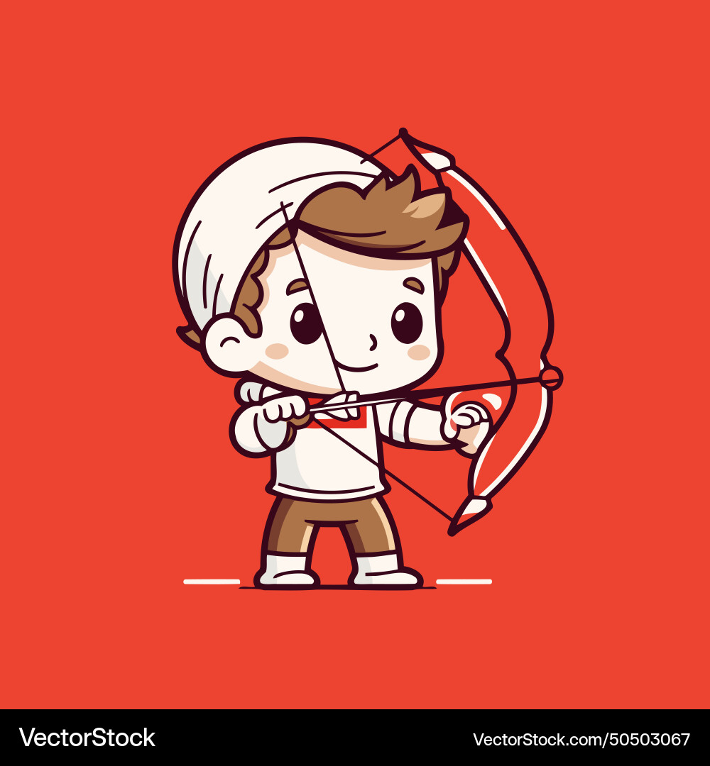 Cute boy cupid with bow and arrow cartoon Vector Image