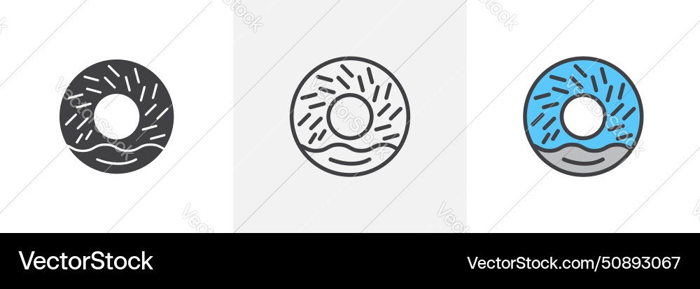 Doughnut icon set donut food snack bitten symbol Vector Image