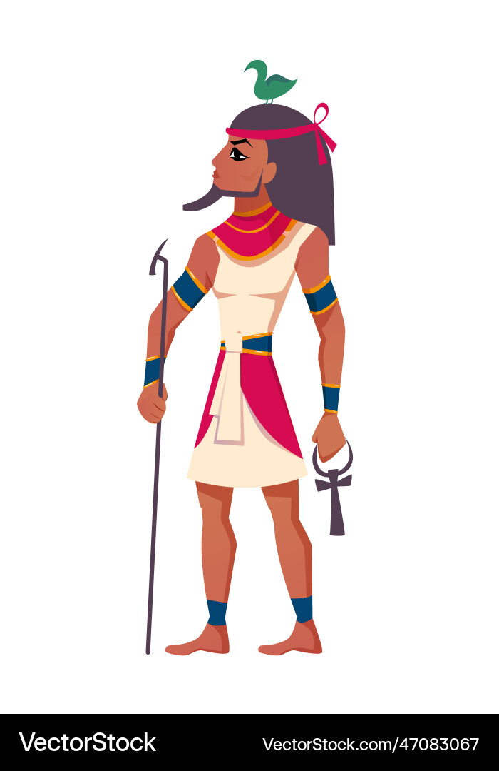 Flat ancient egyptian god geb with sacred goose Vector Image