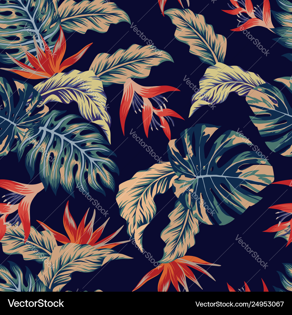 Night jungle seamless pattern Royalty Free Vector Image