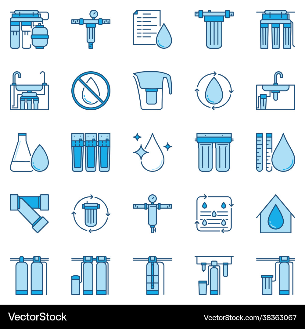 Water Filters & Purification Icons Royalty Free Vector