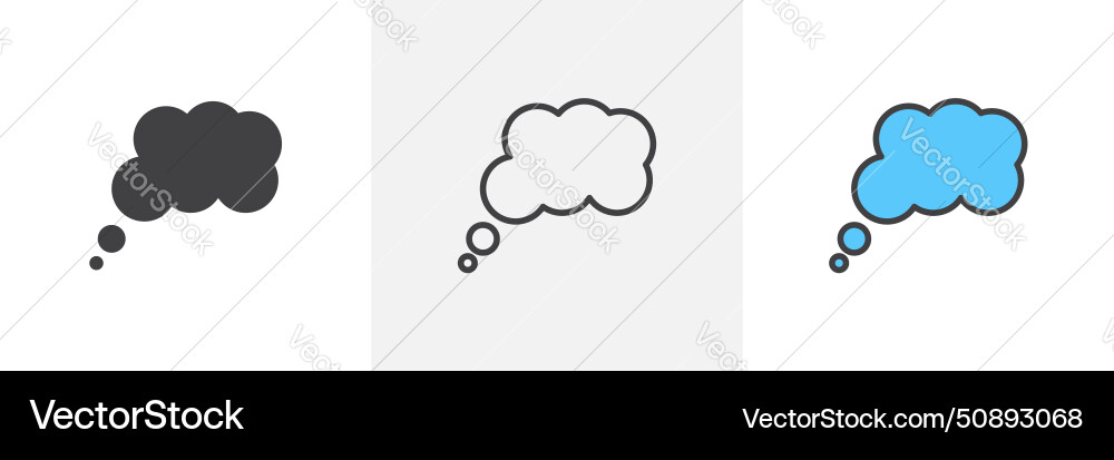 Dream cloud icon set think bubble baloon Vector Image