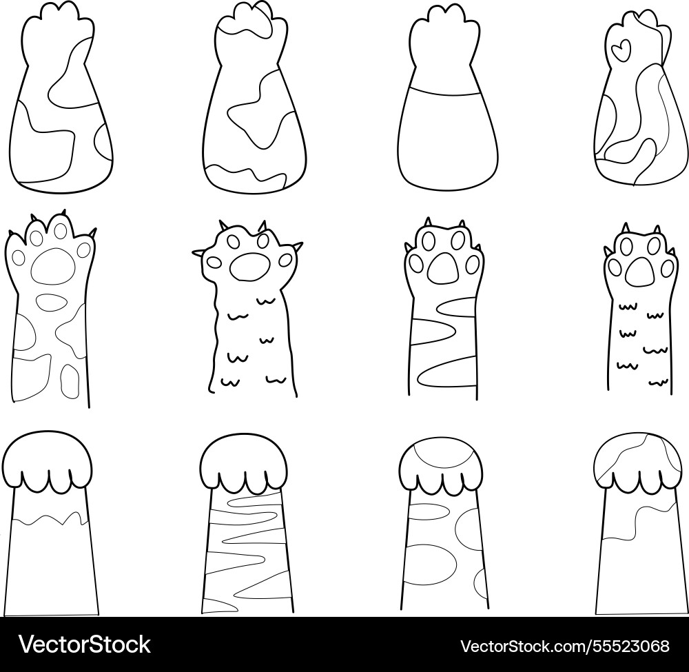 Hand drawing cat paw element clipart set – Royalty-Free Vector ...