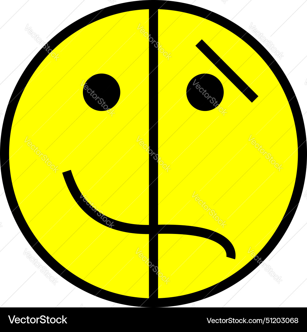 Happy sad smiley Royalty Free Vector Image - VectorStock