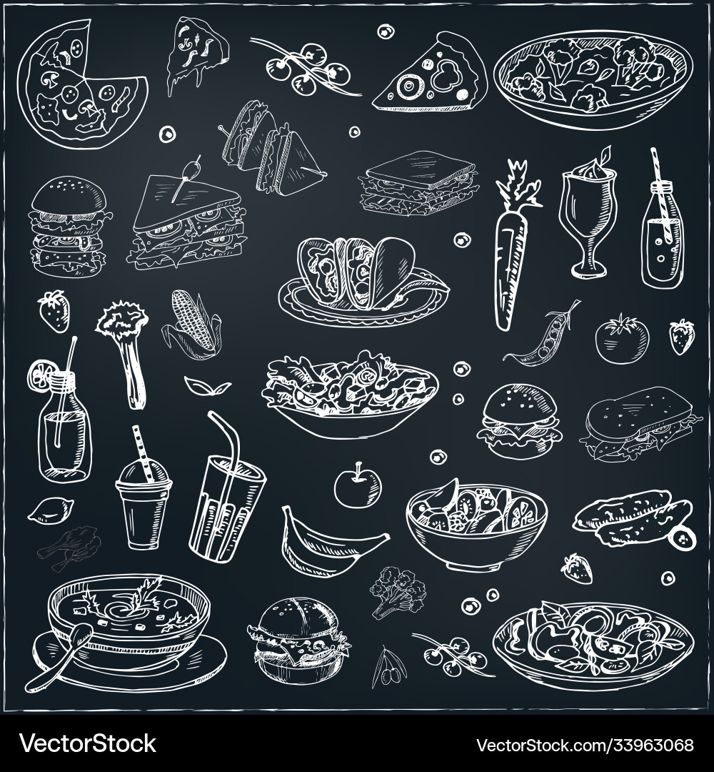 Kids menu doodle icons Royalty Free Vector Image