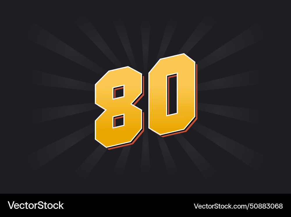 Number 80 font alphabet yellow Royalty Free Vector Image