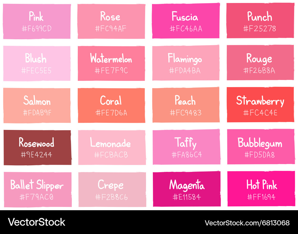 Pink Color Shade Backgrounds with Codes Royalty Free Vector