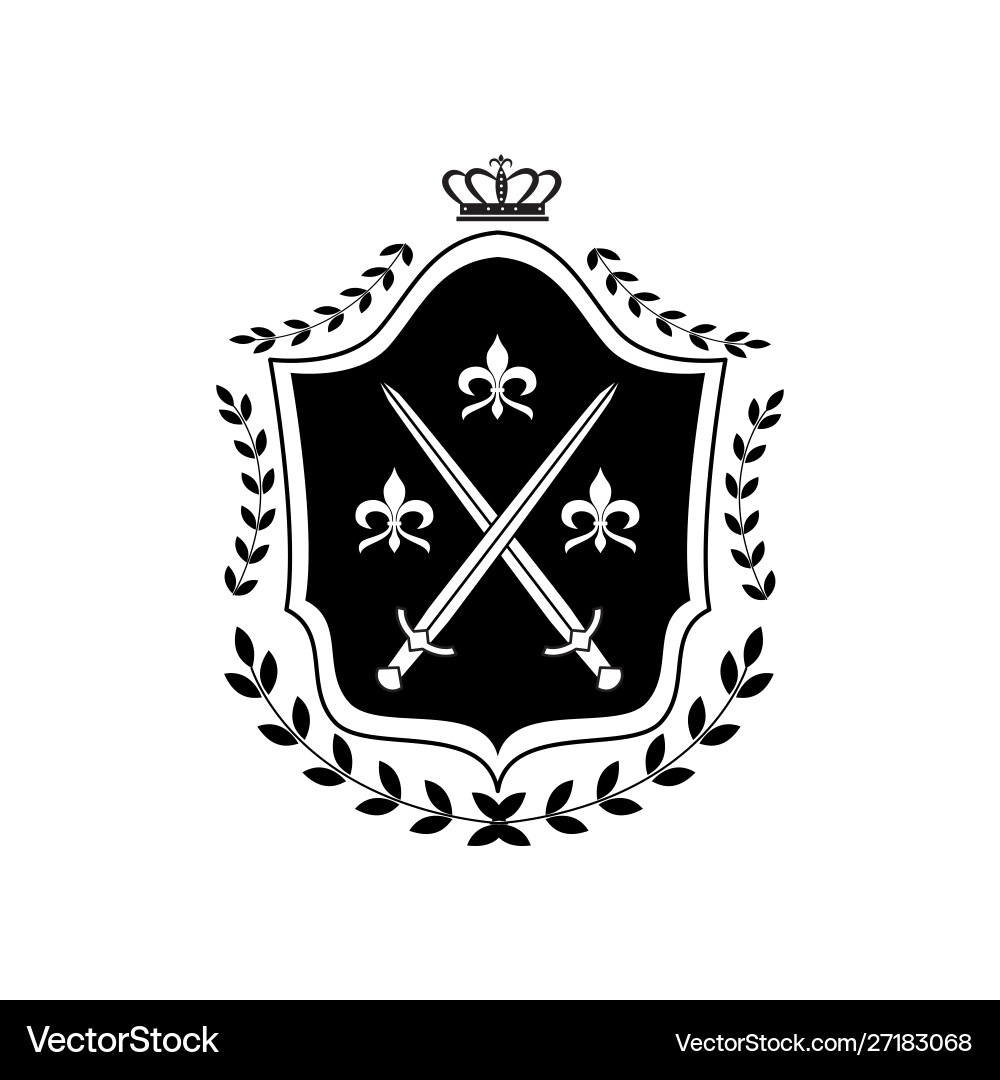 Royal shield insignia with crown symbol decorated Vector Image