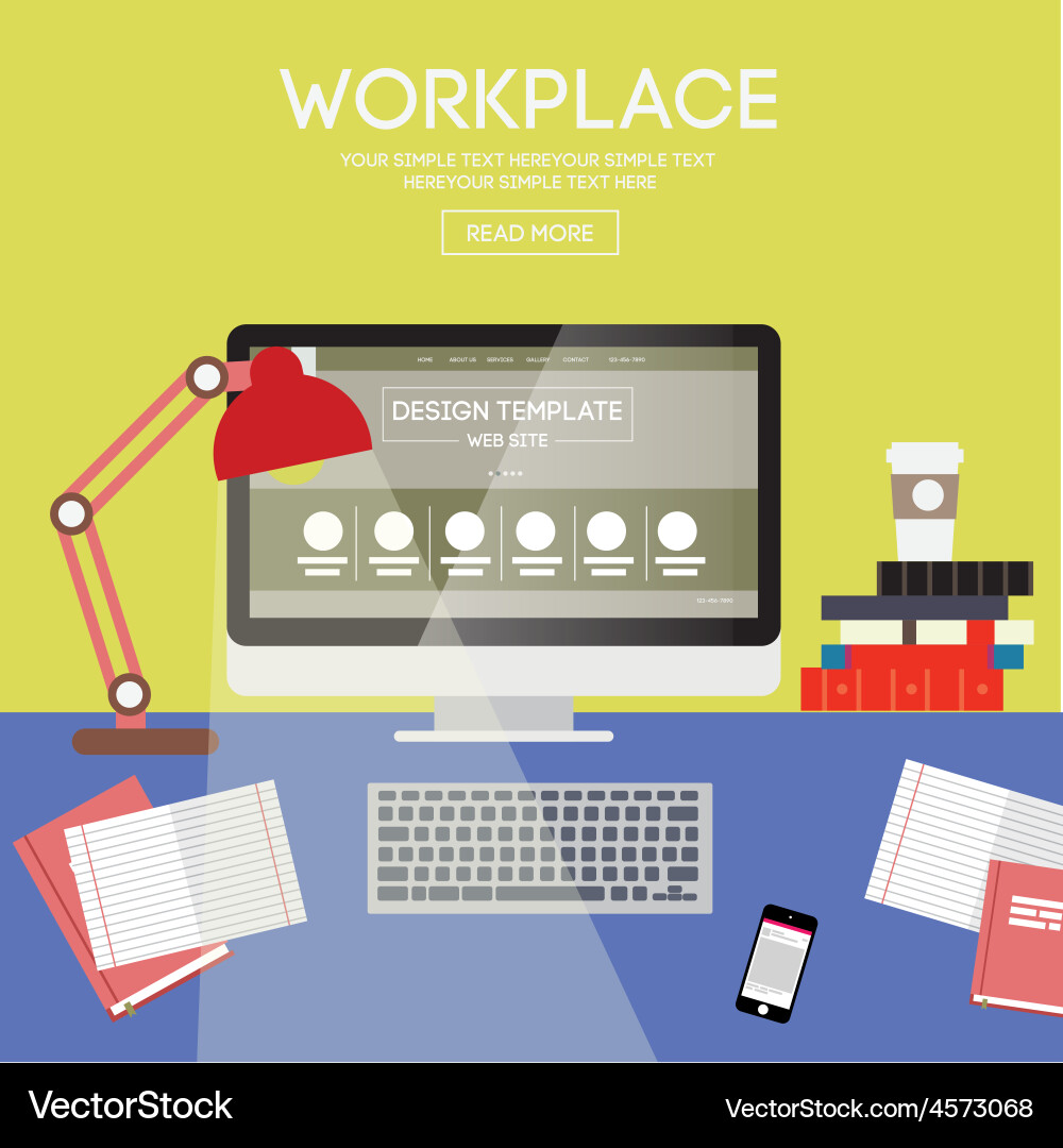 Workplace design Royalty Free Vector Image - VectorStock