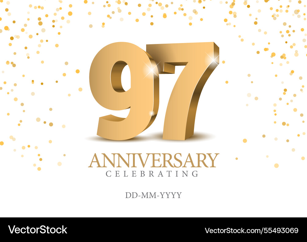 Anniversary 97 gold 3d numbers Royalty Free Vector Image