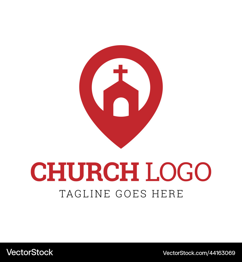 Church logo design with location pin Royalty Free Vector