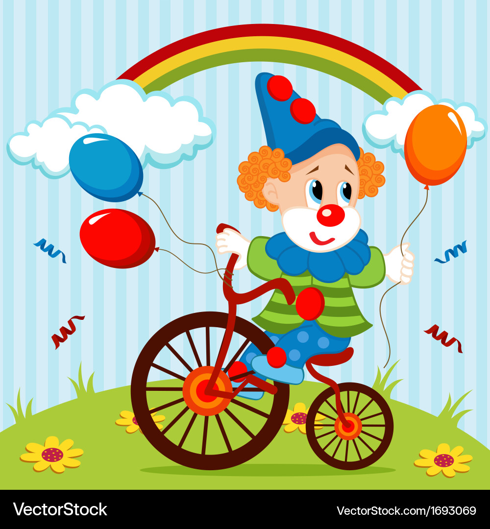 Clown on bike Royalty Free Vector Image - VectorStock