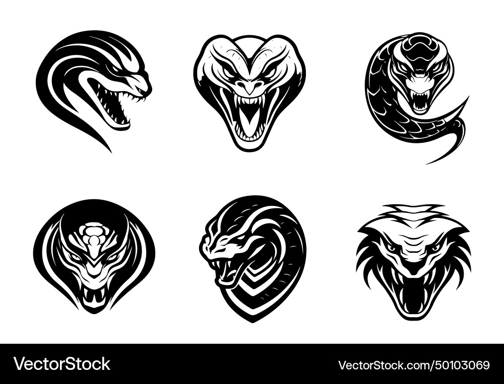 Cobra silhouette set Royalty Free Vector Image