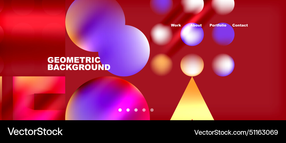 Colorful geometric shapes on red background with Vector Image