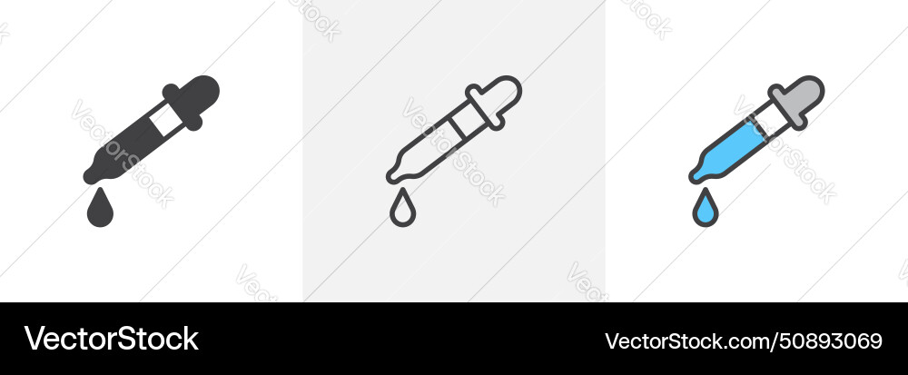 Dropper pipette icon set chemistry laboratory Vector Image