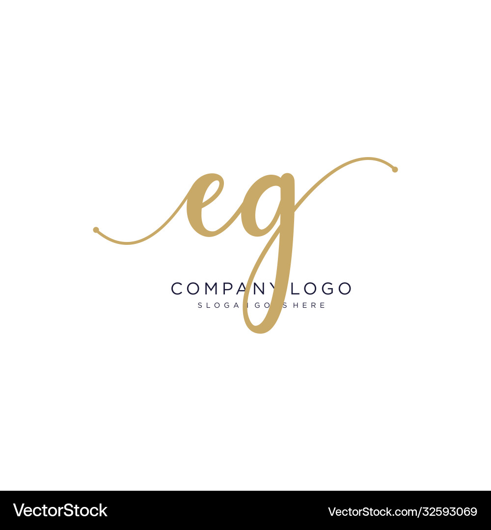 Eg initial handwriting logo design Royalty Free Vector Image