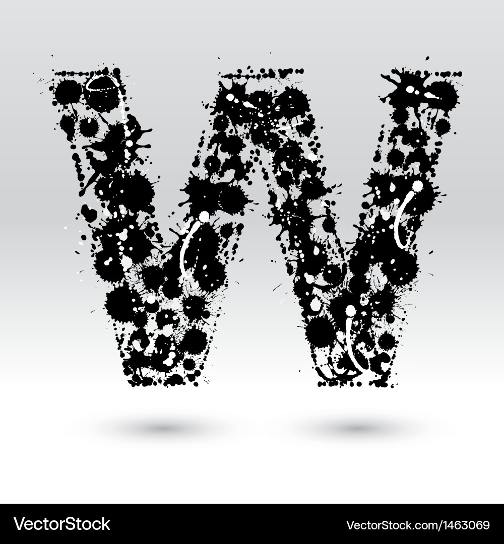 Letter w formed by inkblots Royalty Free Vector Image