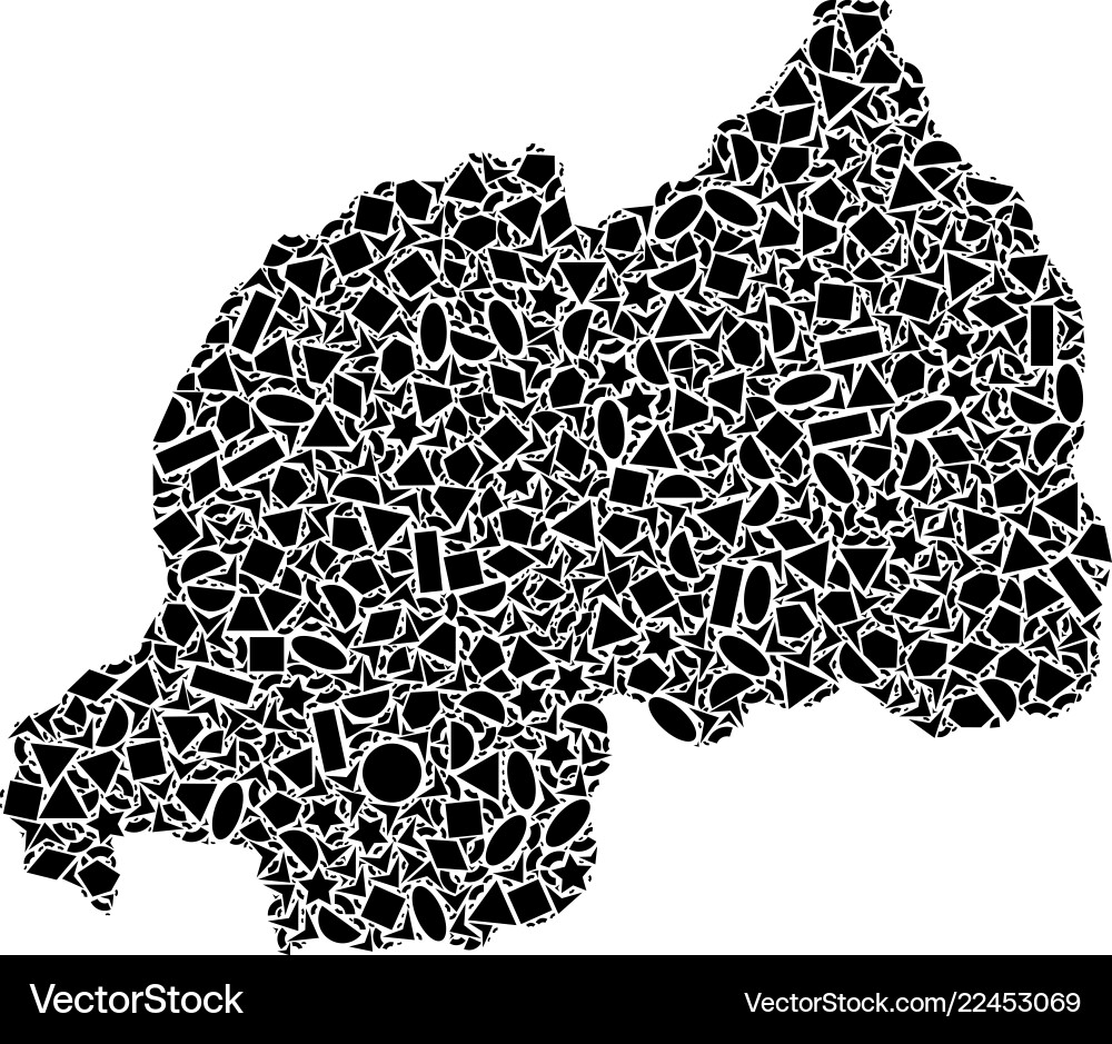 Mosaic map of rwanda geometric figures Royalty Free Vector
