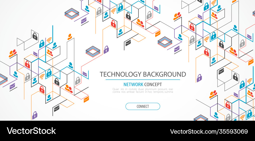 Network concept isometric theme for your business Vector Image