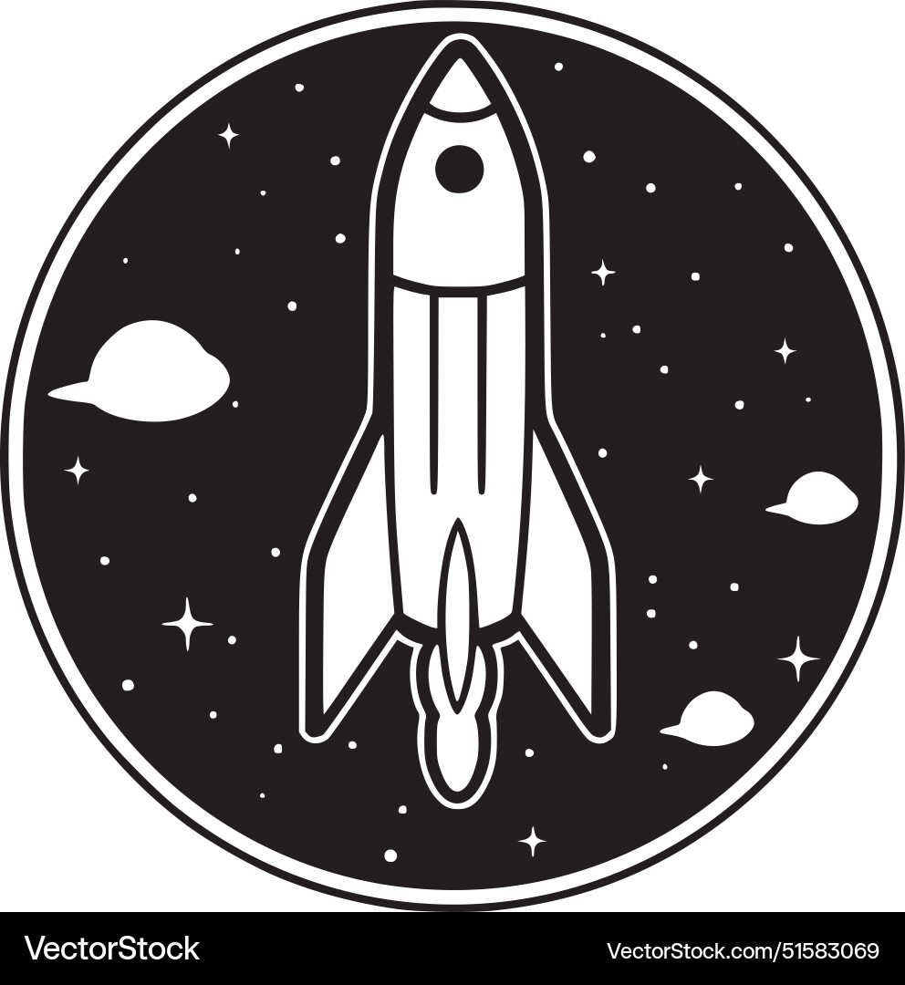 Rocket - black and white Royalty Free Vector Image