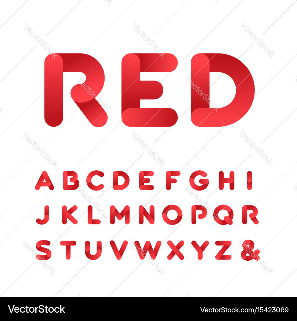 Rounded font alphabet with gradient effect letters