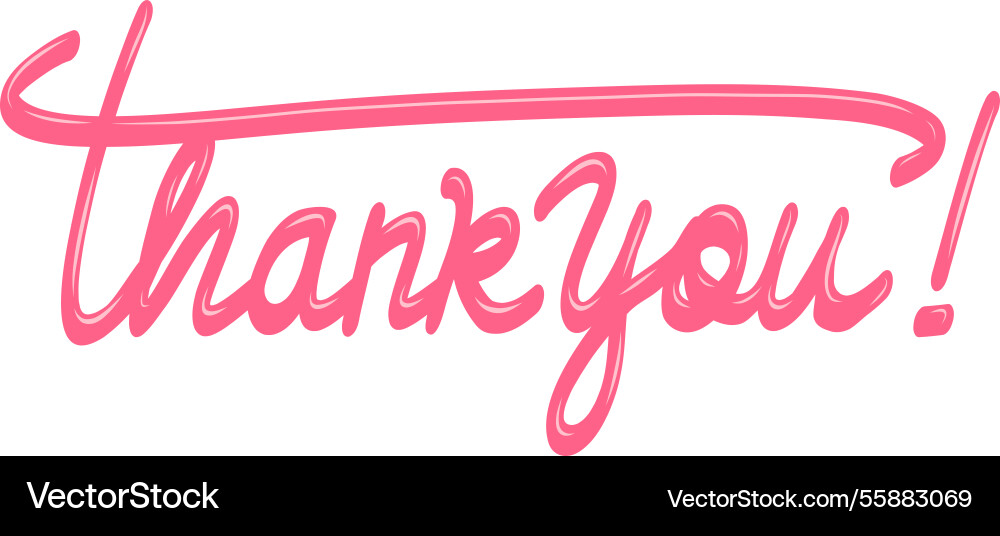 Thank you pink text lettering calligraphy Vector Image