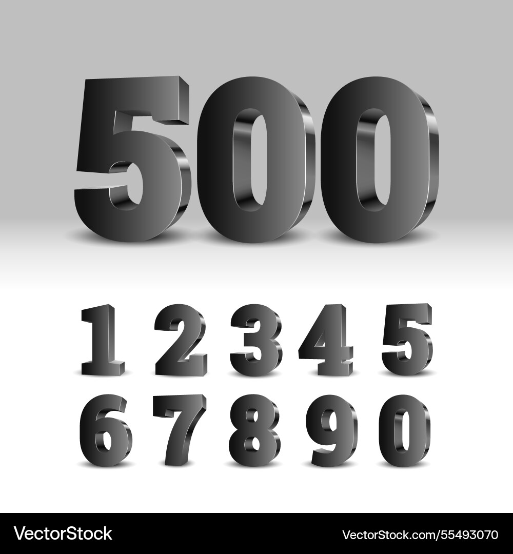 3d black numbers Royalty Free Vector Image - VectorStock