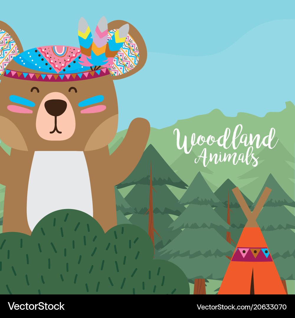 Bear woodland animals Royalty Free Vector Image
