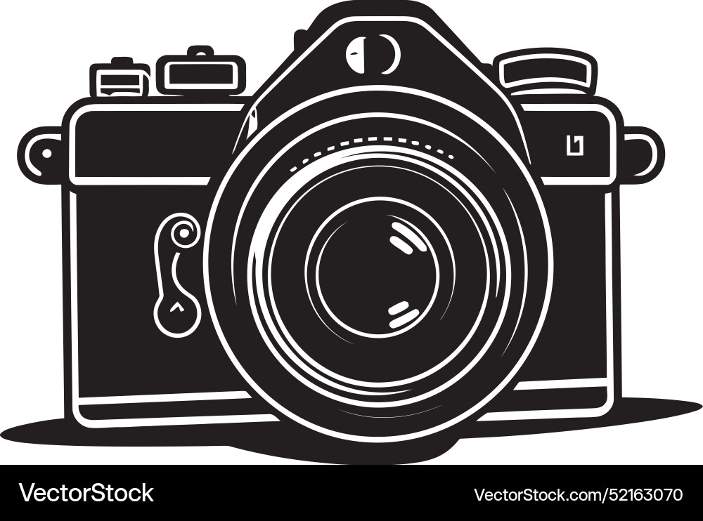 Camera lens logo in solid black silhouetteclassic Vector Image