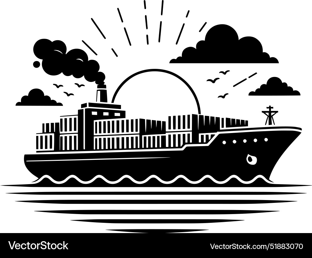 Cargo ship with containers isolated on a white Vector Image