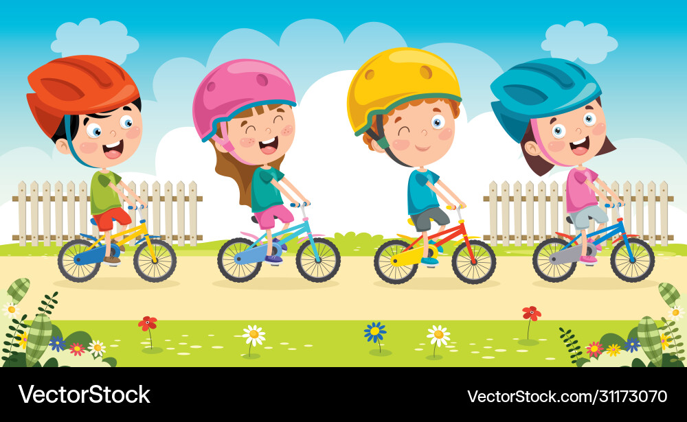 Children riding bicycle Royalty Free Vector Image