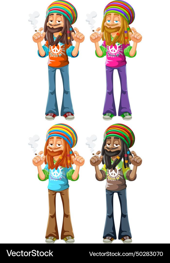 Four of rastafarian figures Royalty Free Vector Image