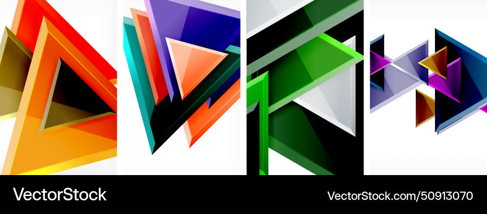 Glossy triangles geometric poster set Royalty Free Vector