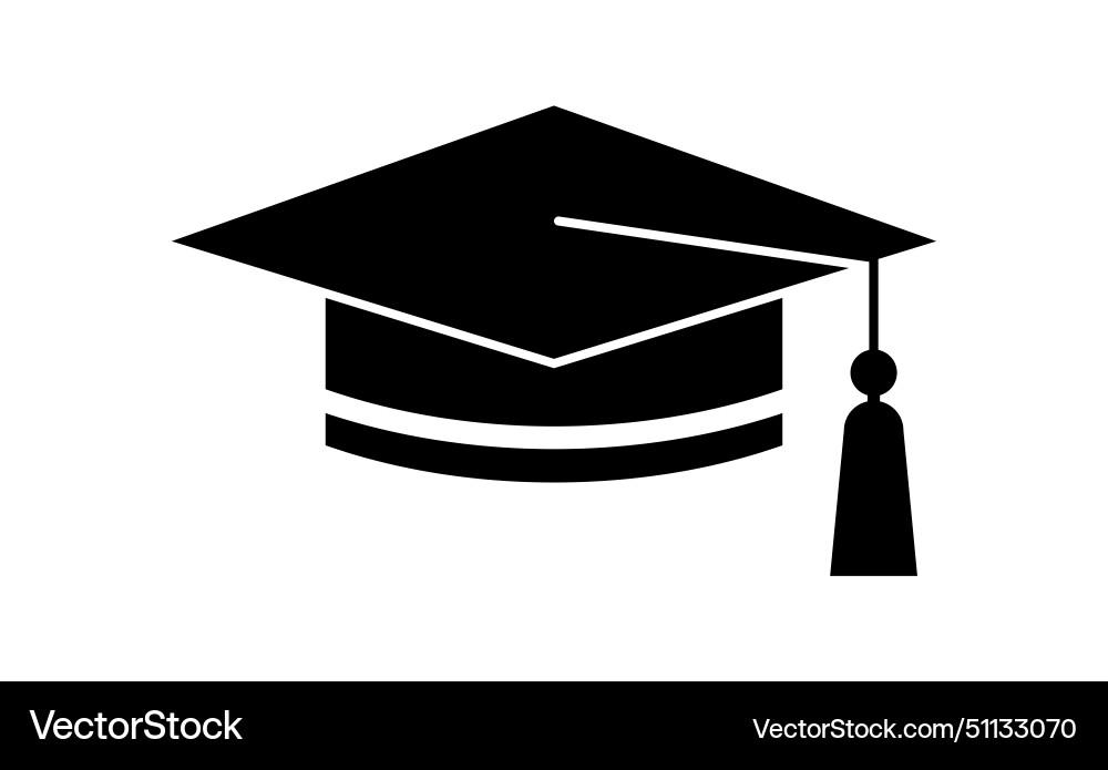 Graduation hat logo graduate cap flat sign Vector Image