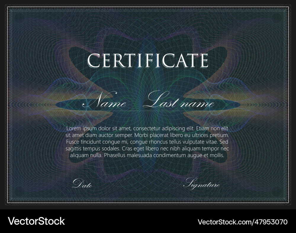 Guilloche Certificate Template Royalty Free Vector Image