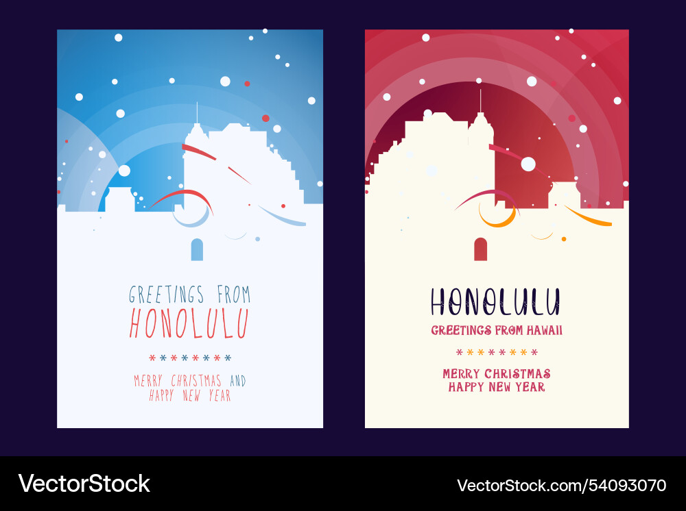 Honolulu city poster with christmas skyline Vector Image