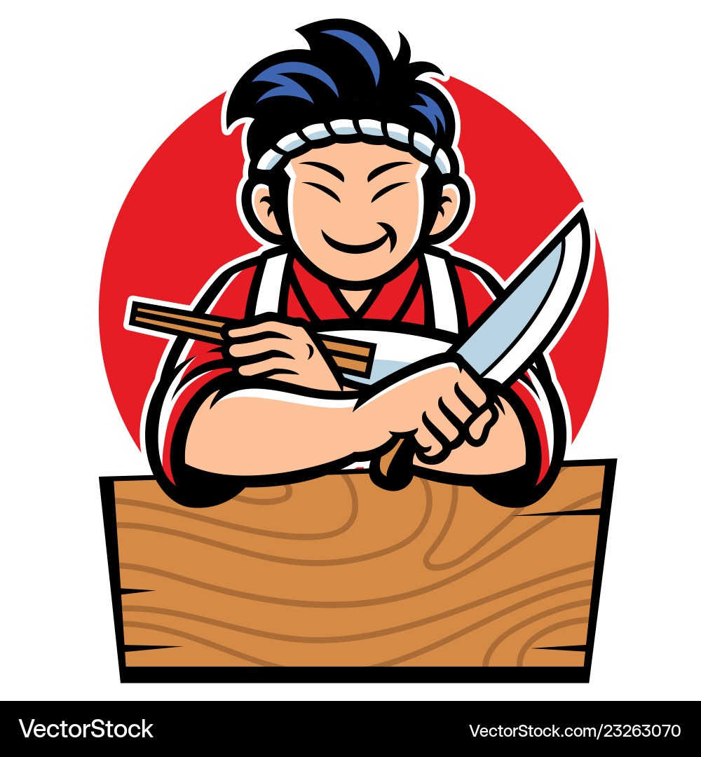Japan chef with cartoon style Royalty Free Vector Image